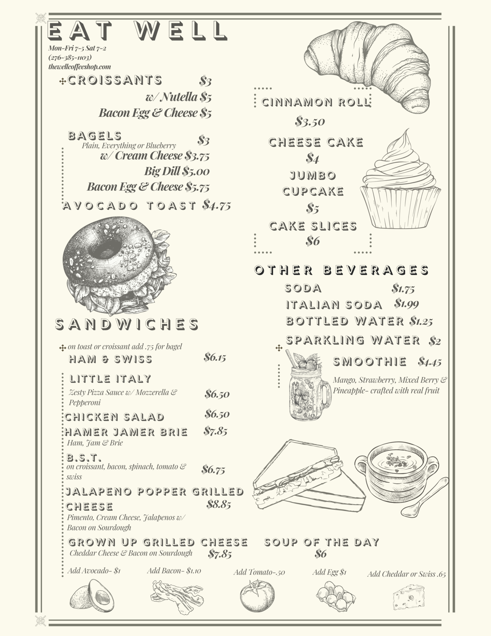 Menu – The Well Coffee Bar and Cafe